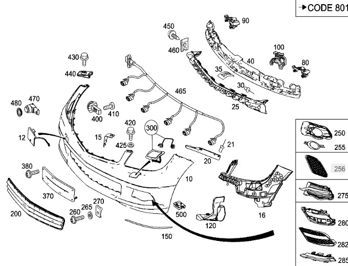 Бампера Мерседес C-klasse W204