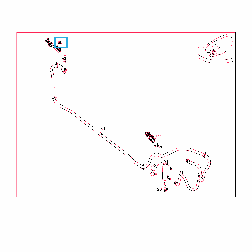 Форсунка омывателя фары правая Мерседес (A1668601247)