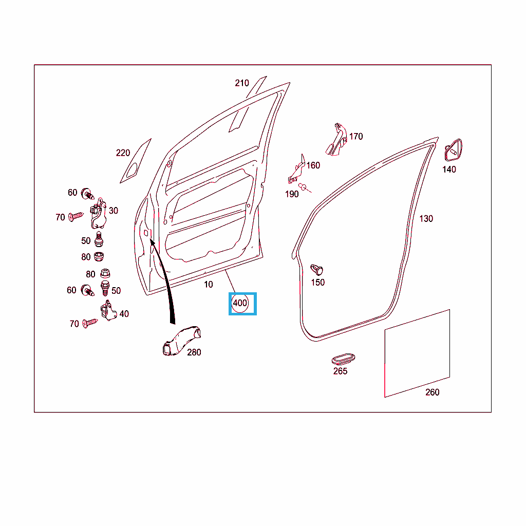 Дверь передняя правая Мерседес (A1697203005)