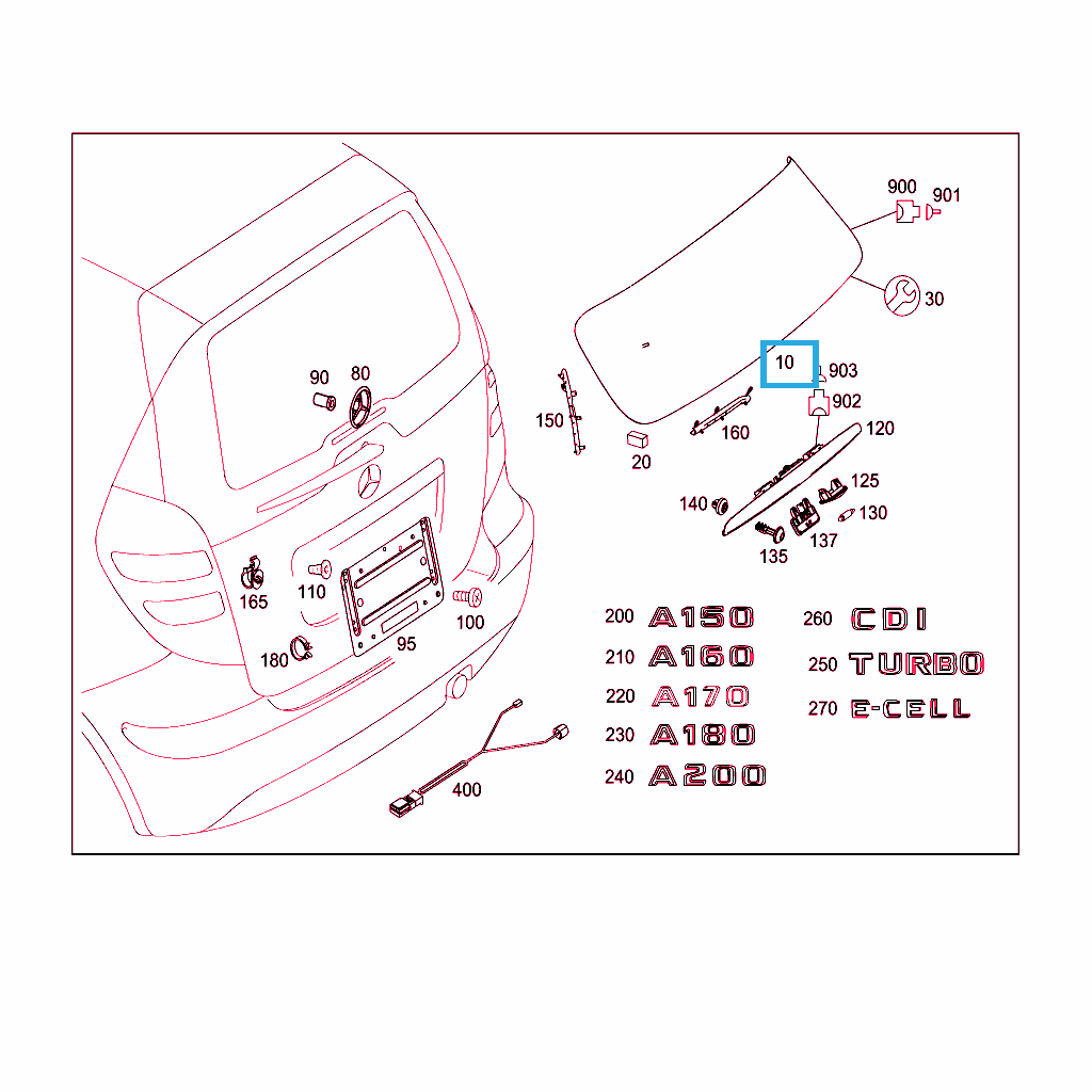 Заднее стекло Мерседес (A1697400157)
