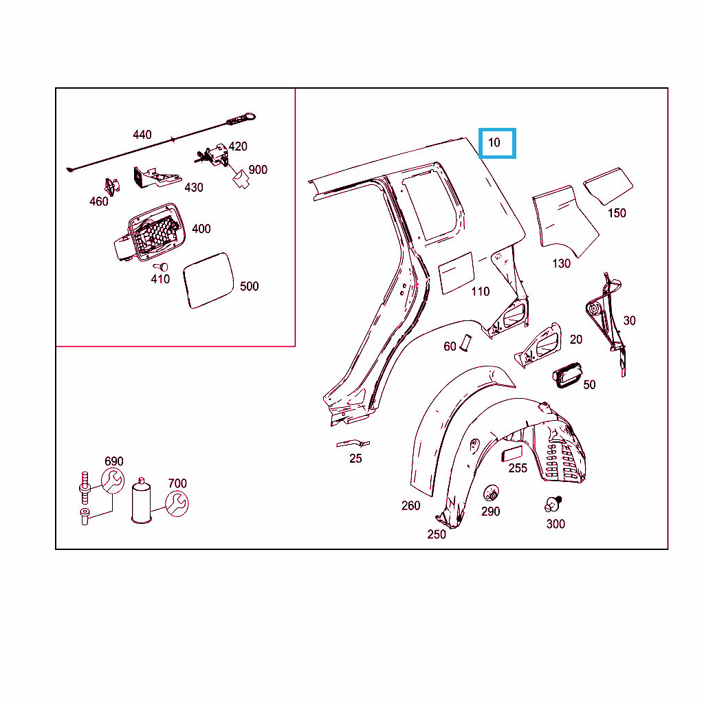 Крылья задние Мерседес GLK-klasse X204