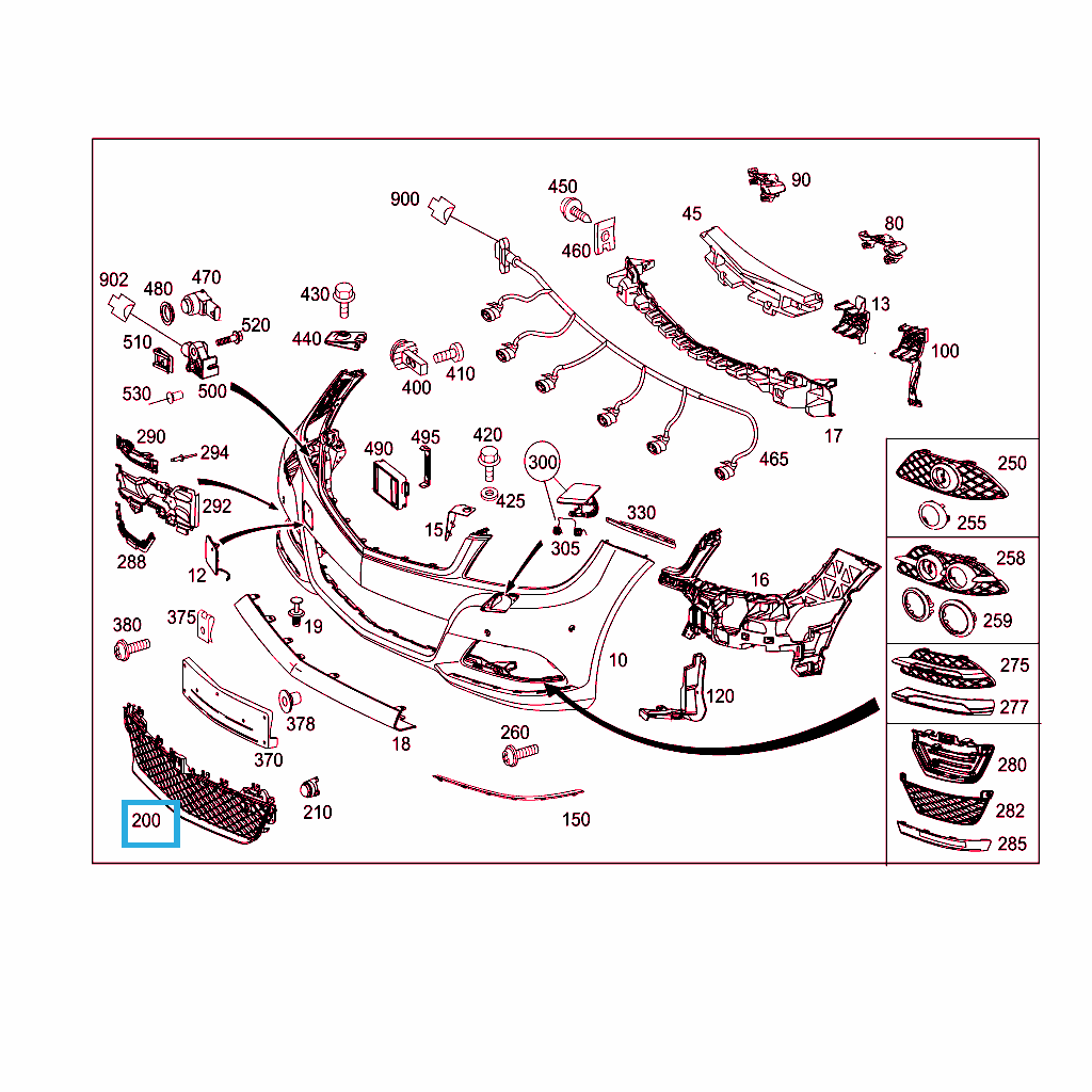 Решетки бампера Мерседес C-klasse W204