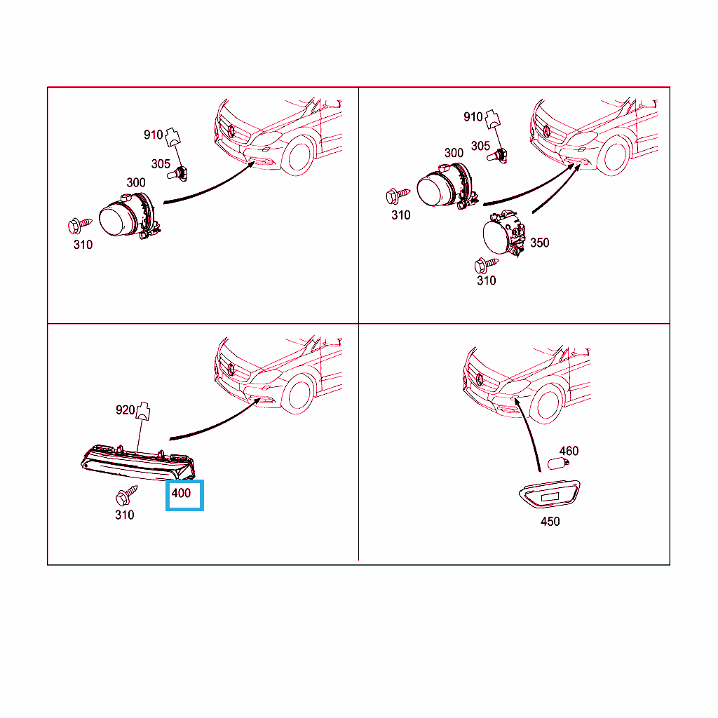 Фара дневного света правая Мерседес (A2049069200)