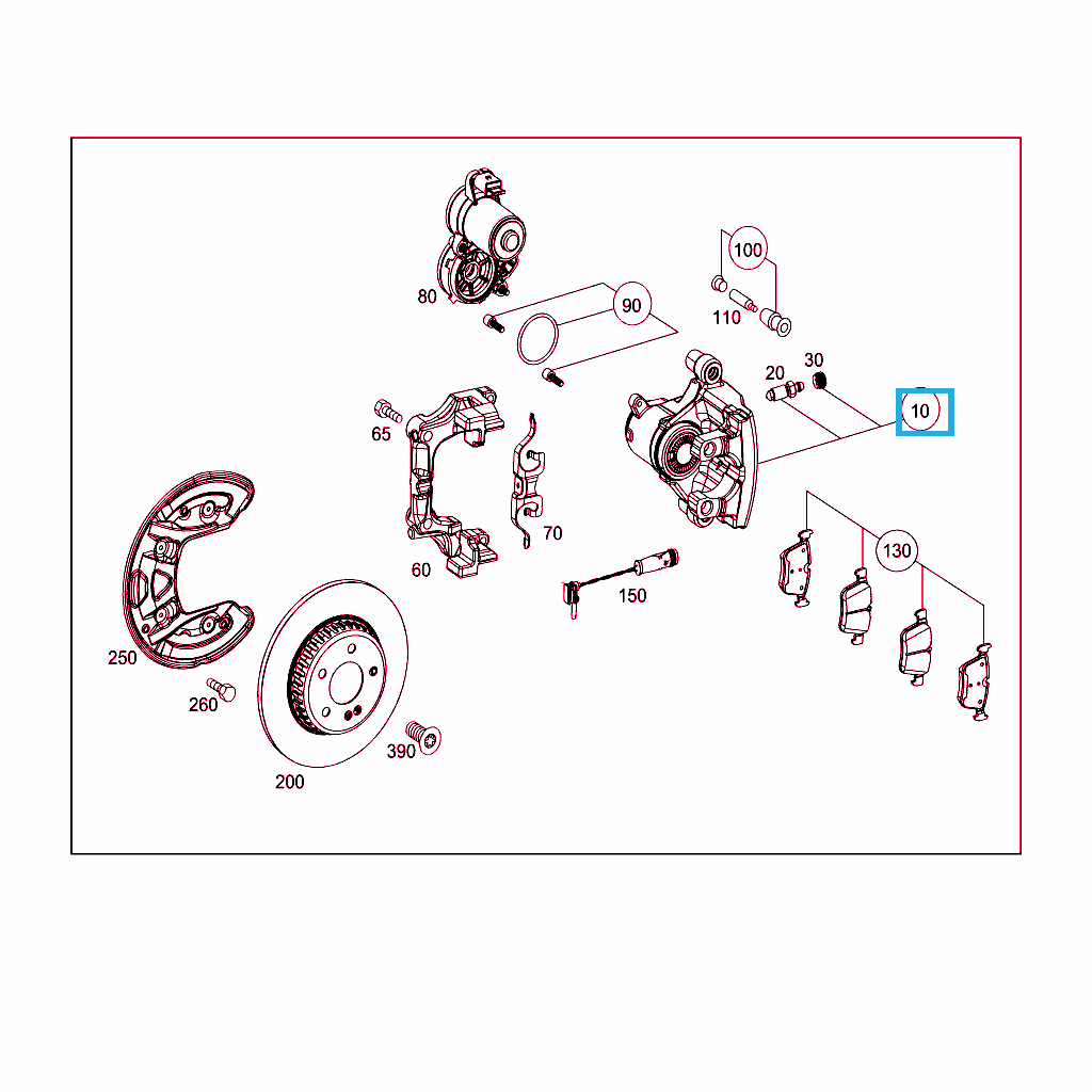 Тормозные суппорты Мерседес C 180 1.6/156 7AT 4D RWD