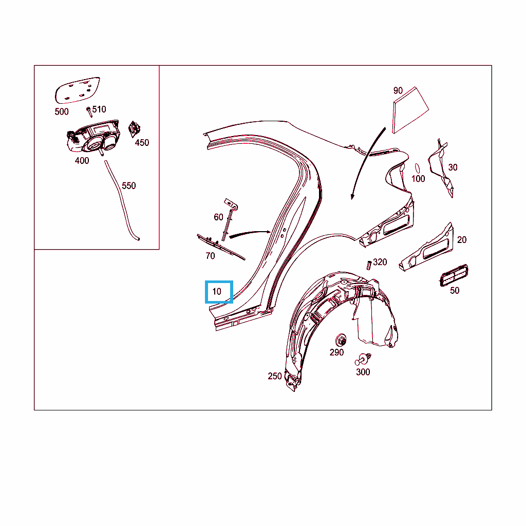 Крылья задние Мерседес C-klasse