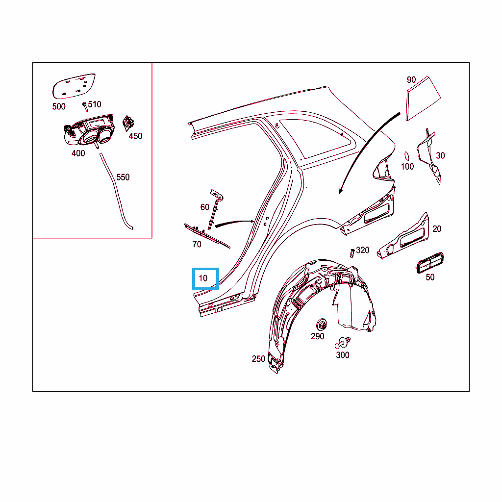 Крылья задние Мерседес C-klasse