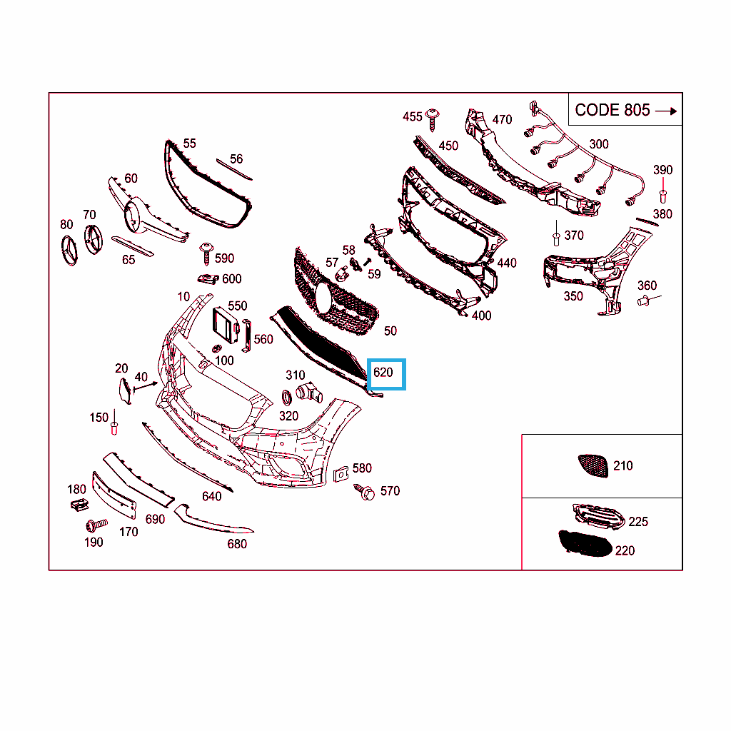 Решетки бампера Мерседес CLS-klasse