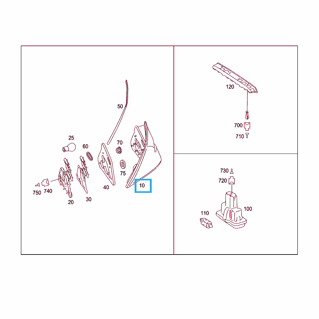 Фонарь задний правый Мерседес (A2198200264)