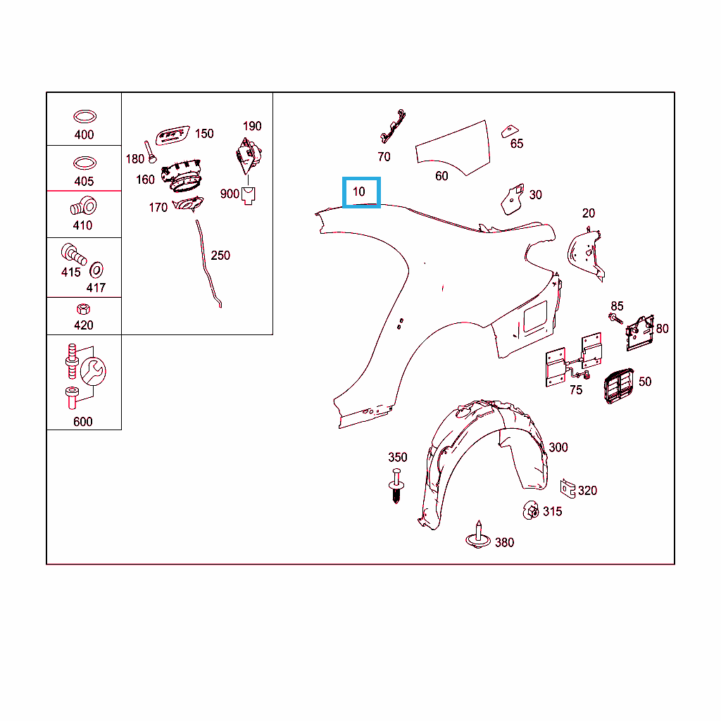 Крылья задние Мерседес S-klasse W222, C217