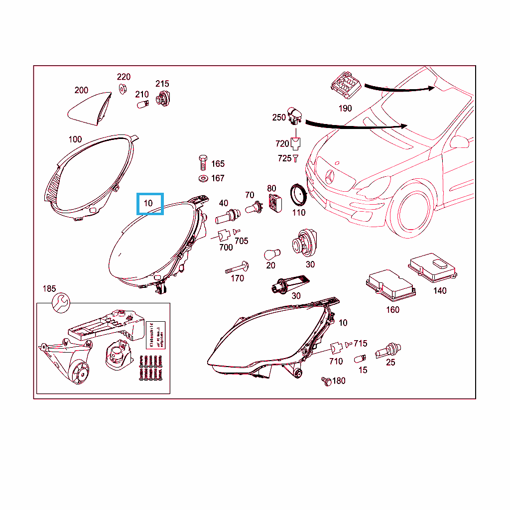 Фары передние Мерседес R-klasse