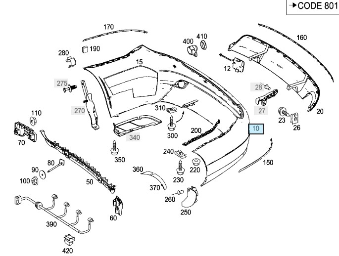 Бампера Мерседес C-klasse W204
